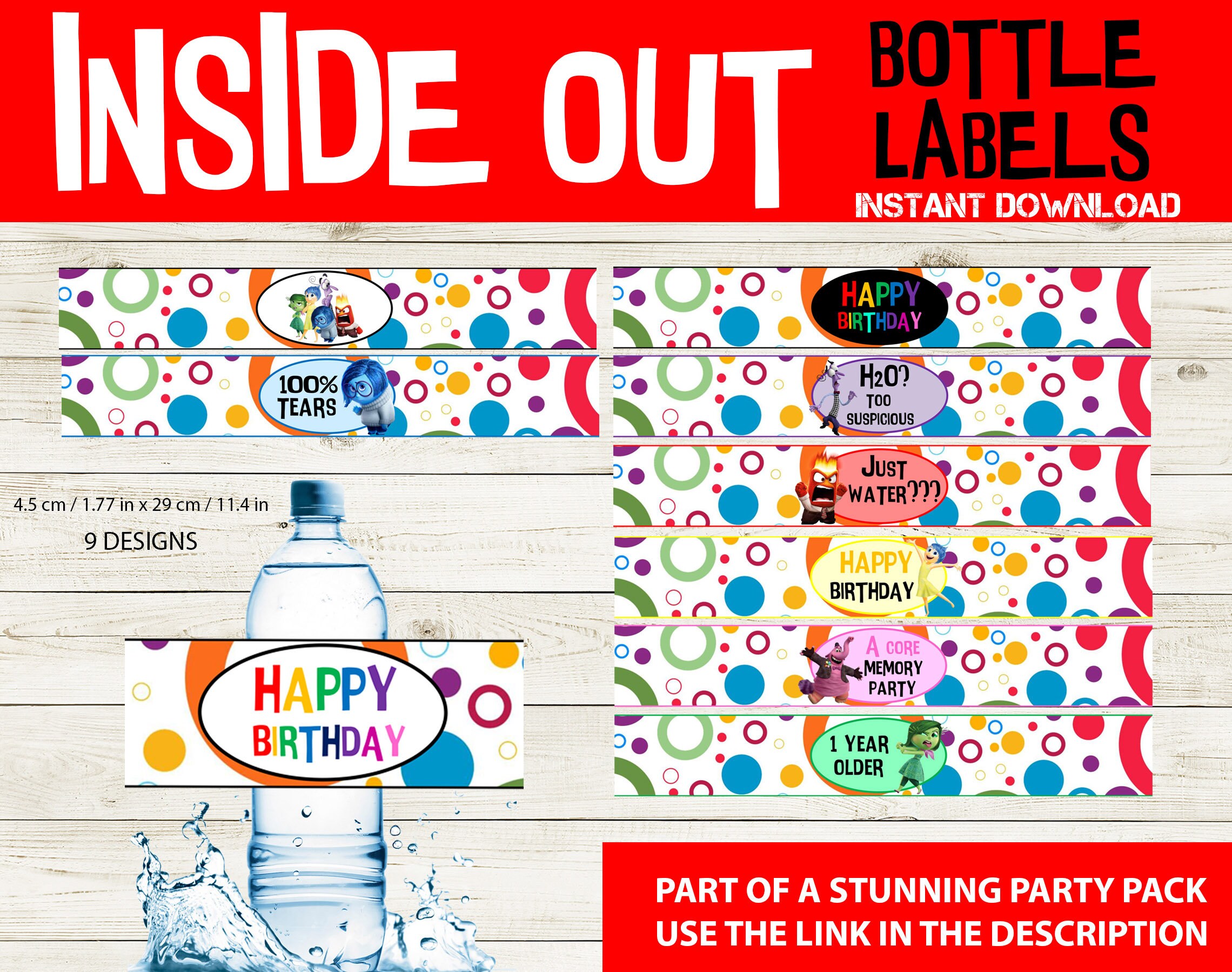 Inside Out Bottle Label Inside Out Birthday Drink Labels - Etsy