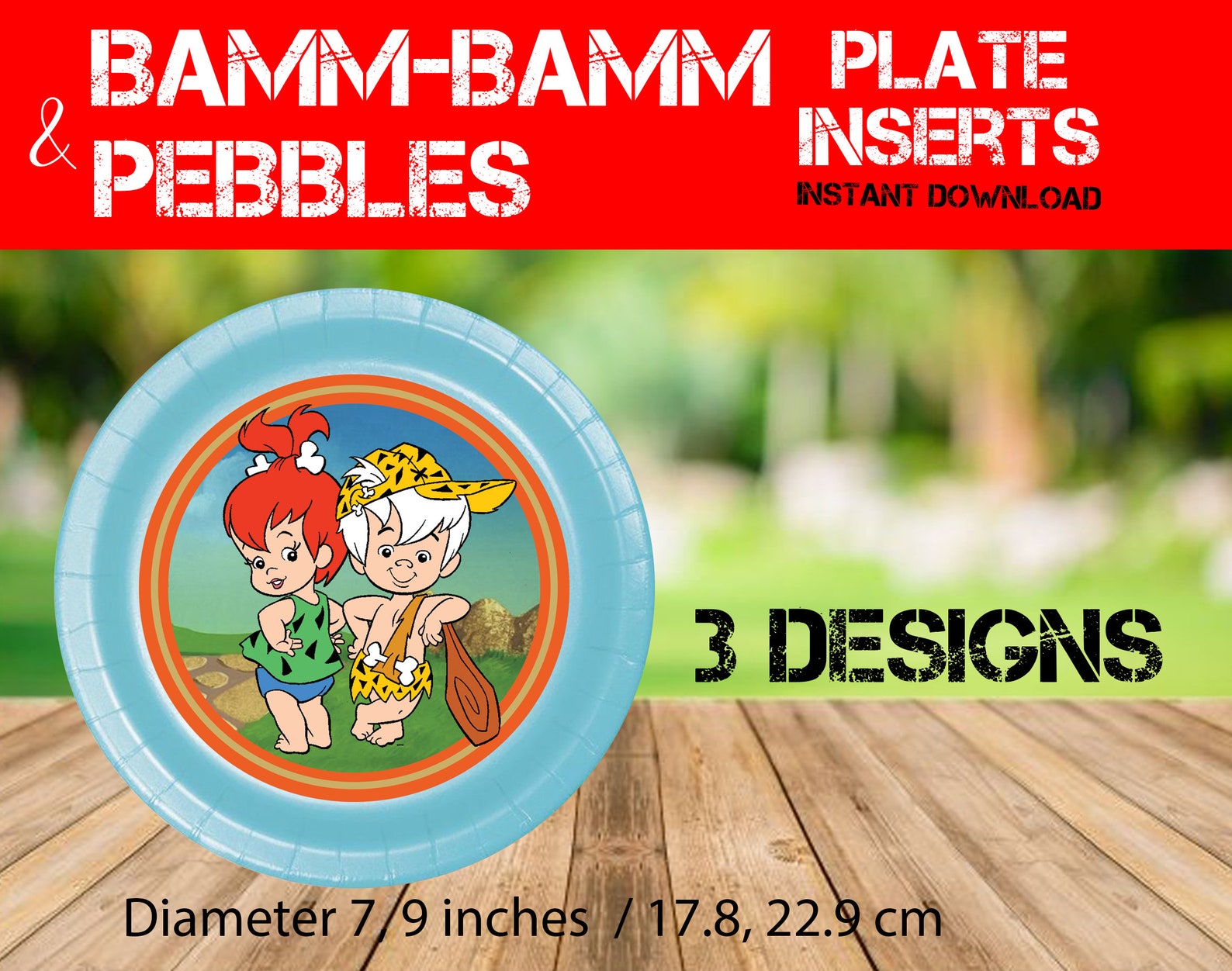 Bamm-bamm & Pebbles Plate Inserts Printable Bam Bam and - Etsy