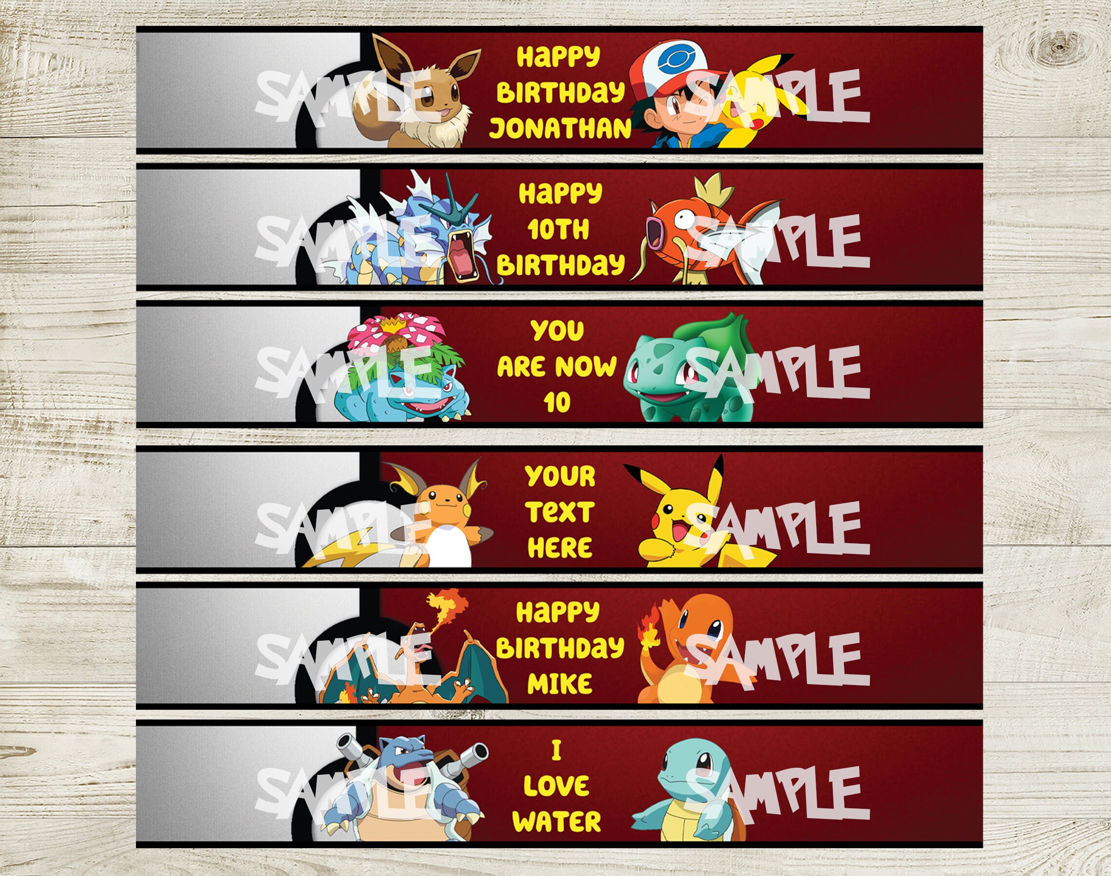 Editable Pokemon Inspired Bottle Labels Pokeball Drink - Etsy UK