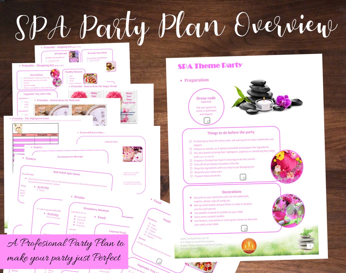 SPA Theme Party Plan SPA Party Games Spa Activities SPA - Etsy UK