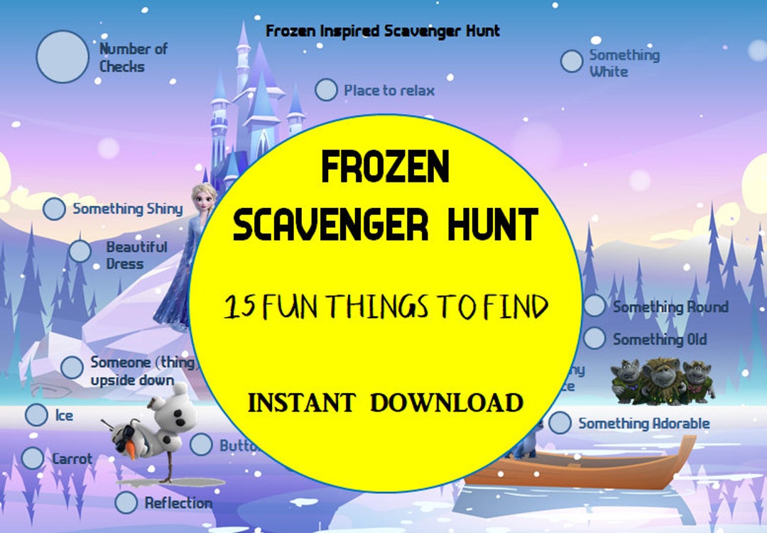 Frozen Inspired Scavenger Hunt Frozen Scavenger Hunt Frozen Party Favor ...