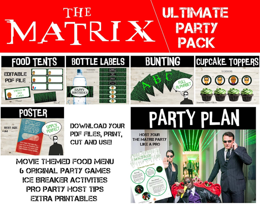 Matrix Ultimate Party Pack the Matrix Party Supplies Games Matrix Decor ...