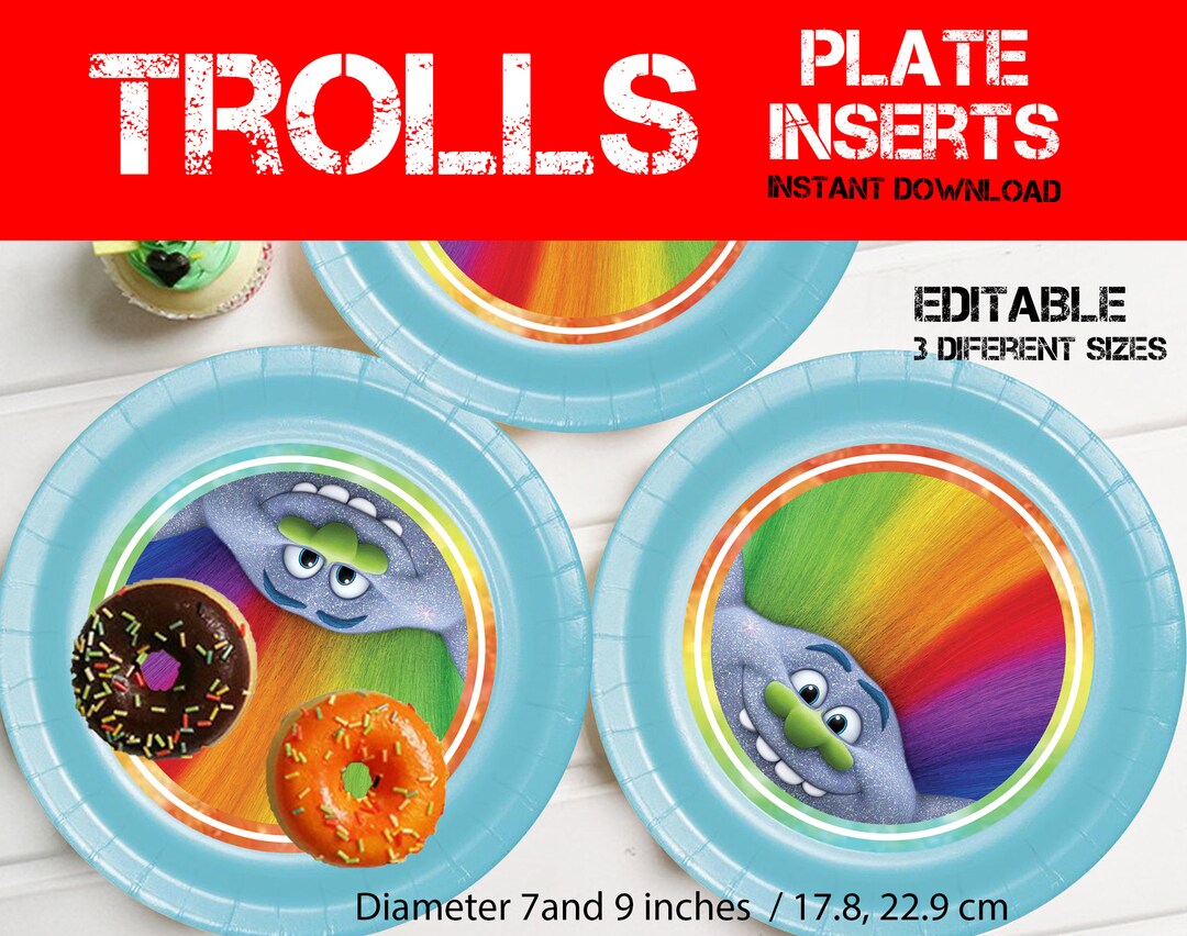 Trolls Band Together Inspired Plate Inserts Printable Trolls Decor ...