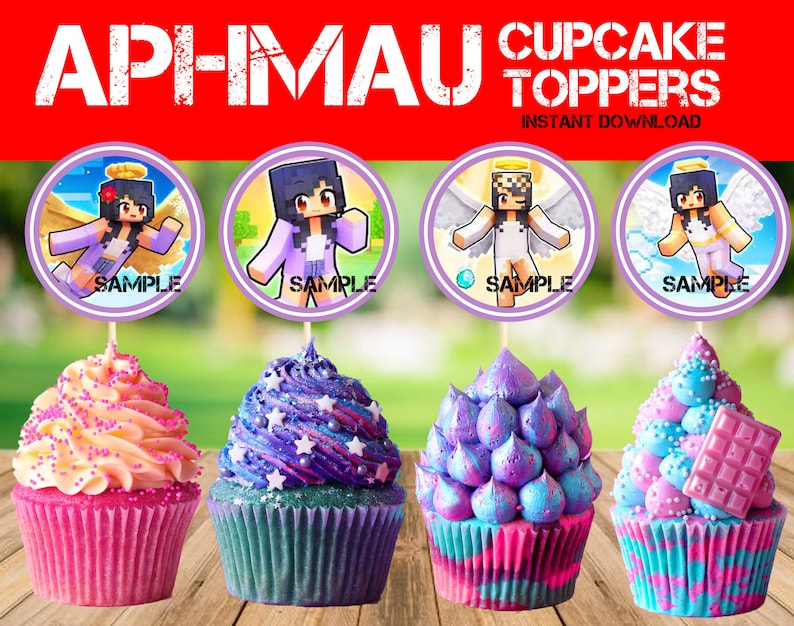 Editable Aphmau Cake and 10 Cupcake Toppers Mine Craft Party - Etsy Ireland