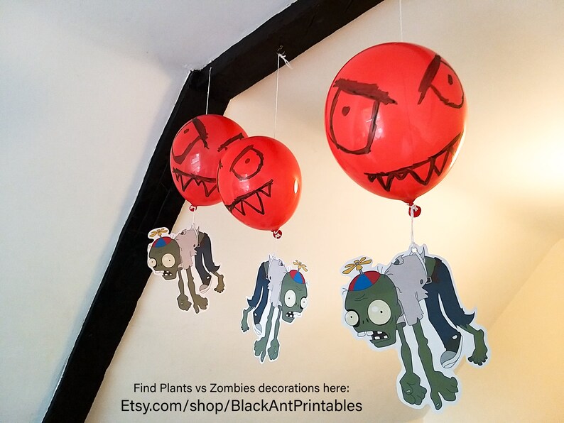 Plants Vs Zombies Balloon Zombie Decor W/ Cactus Plants Vs - Etsy