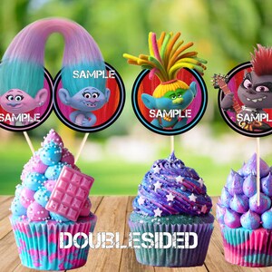 Trolls Inspired Cupcake Toppers Printable Trolls Decor Trolls Party ...