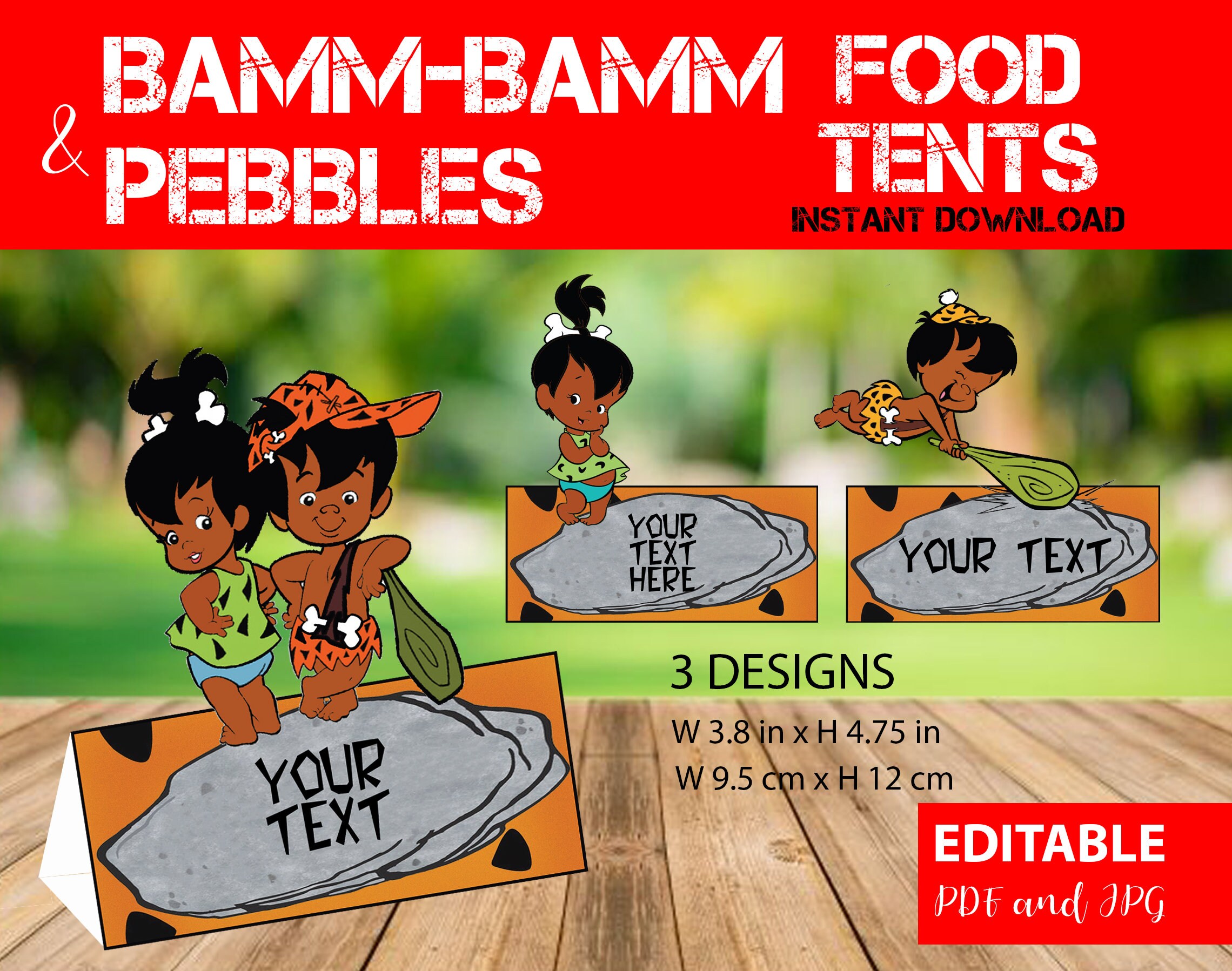 Editable African American Bamm-bamm & Pebbles Food Tents - Etsy