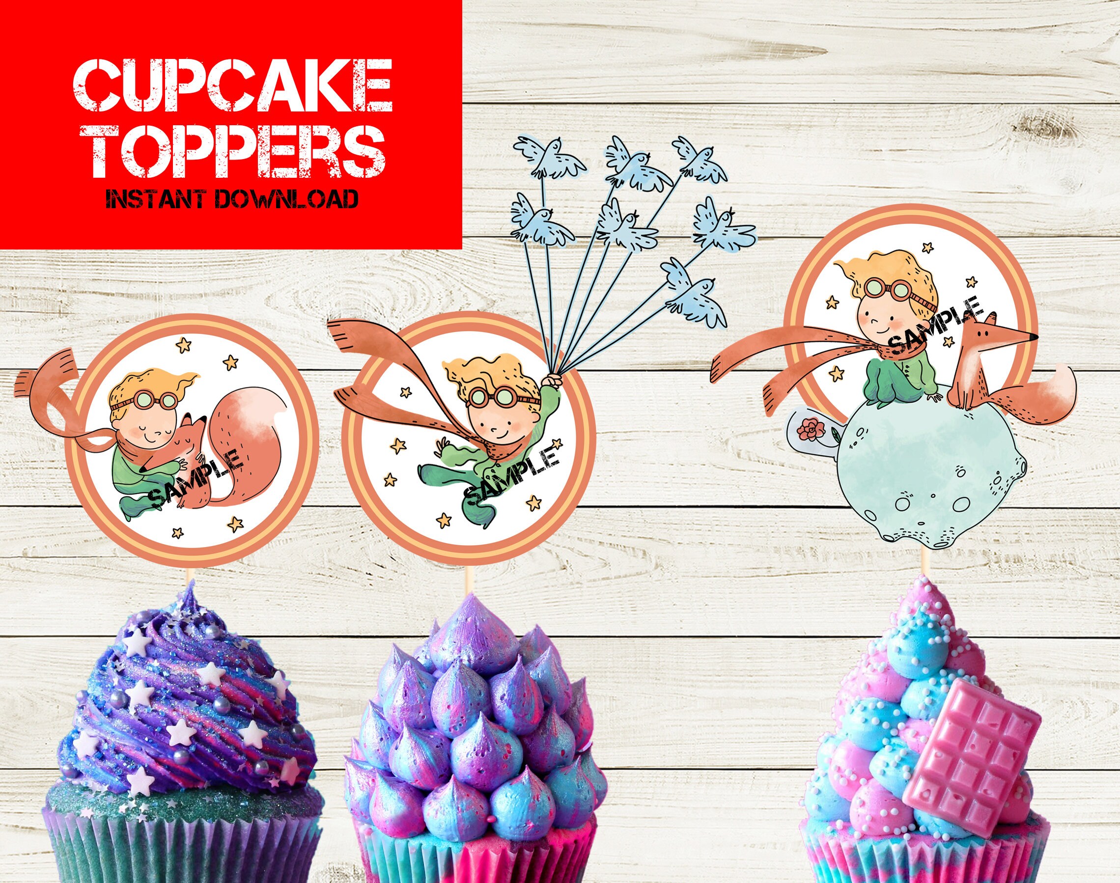 Editable Little Prince Inspired Cupcake Toppers Little - Etsy