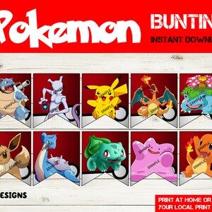 Pokemon Alphabet Banner Printable Pokemon Party Bunting Pokemon Party ...