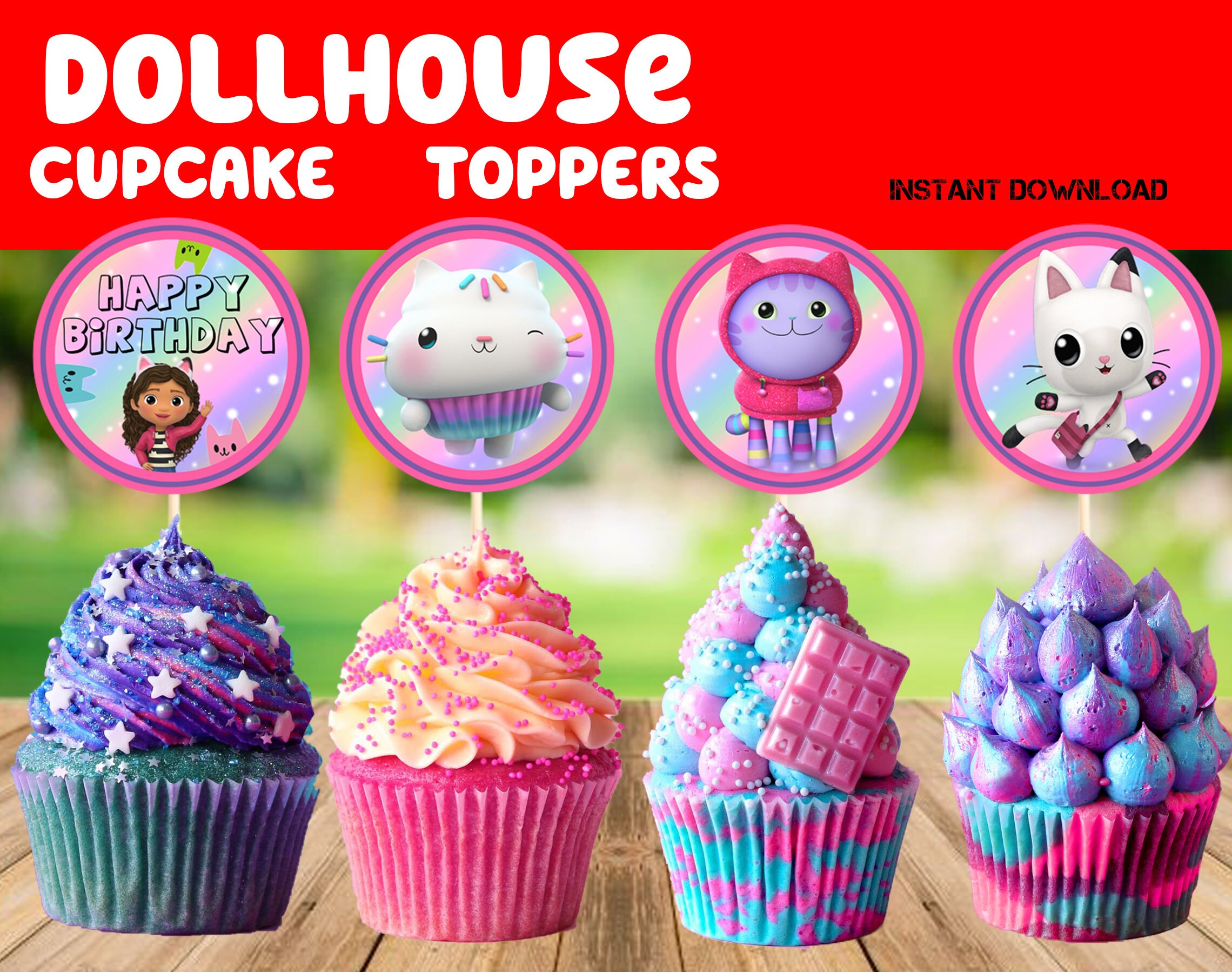 Cat Dollhouse Cupcake Toppers Printable Gabbys Party Decor - Etsy