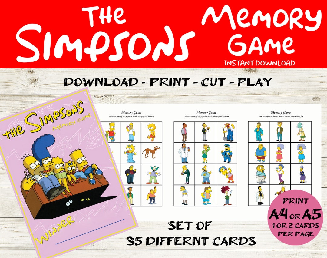 Simpsons Memory Game the Simpsons Match a Pair Game Printable Simpsons ...
