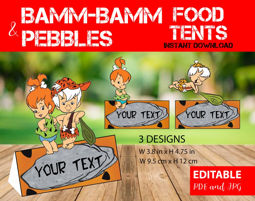 Editable Bamm-bamm & Pebbles Food Tents Printable Bam Bam and Pebbles ...