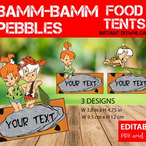 Editable Bamm-bamm & Pebbles Food Tents Printable Bam Bam and Pebbles ...