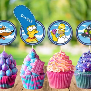 The Simpsons Inspired Cupcake Toppers Printable Simpsons Family Decor ...