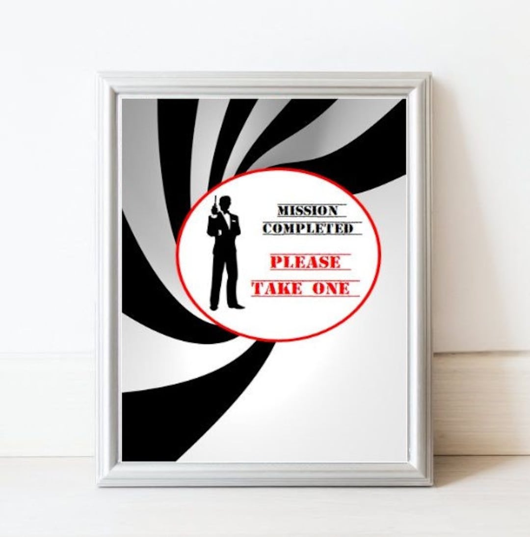 James Bond Party Favor Sign, Spy Party Poster. Printable, Instant ...