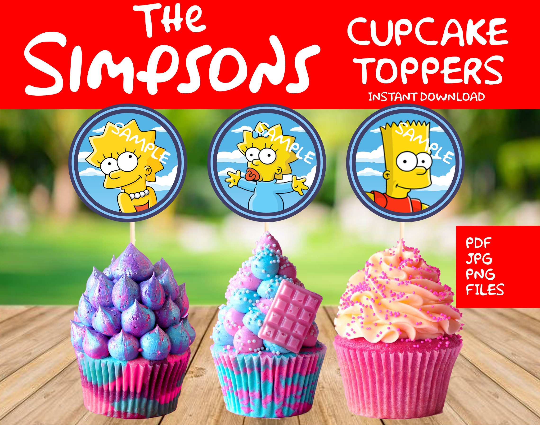 The Simpsons Inspired Cupcake Toppers Printable Simpsons - Etsy UK