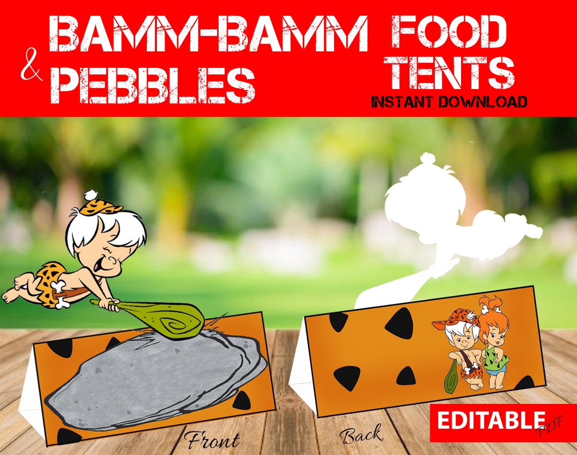 Editable Bamm-bamm & Pebbles Food Tents Printable Bam Bam - Etsy