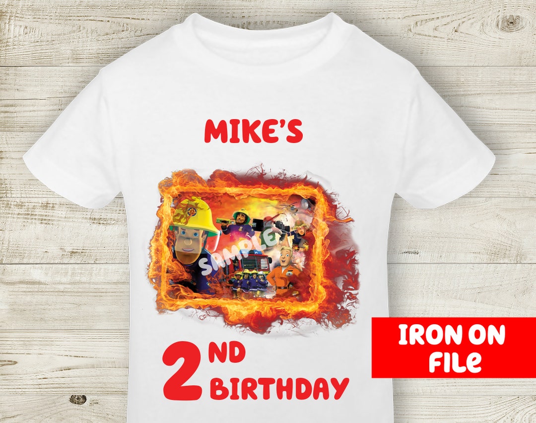 Personalized Fire Sam Iron on Transfer Fireman Birthday T Shirt Iron on ...