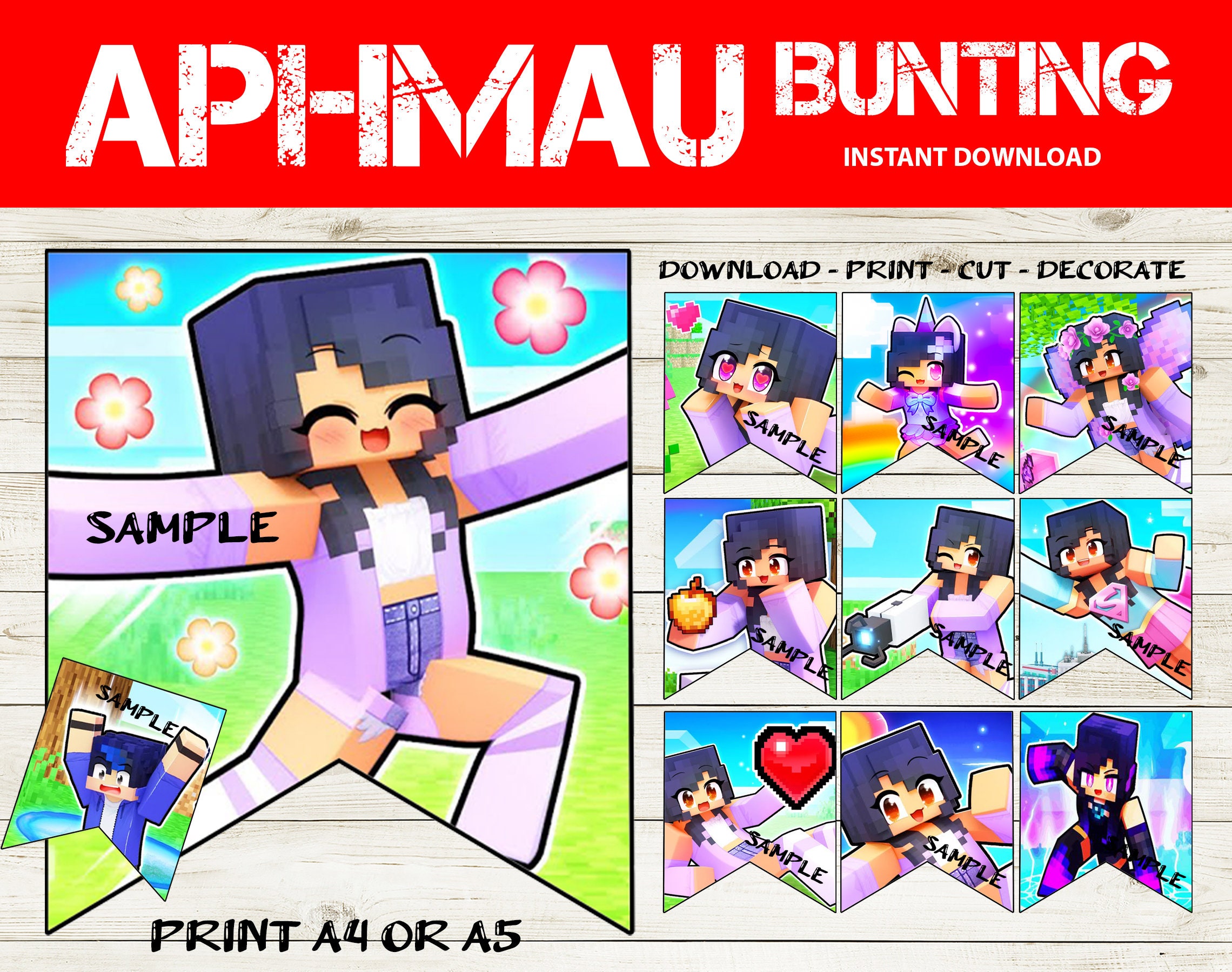 Aphmau Minecraft Alphabet Bunting Aphmau Party Decor - Etsy Hong Kong