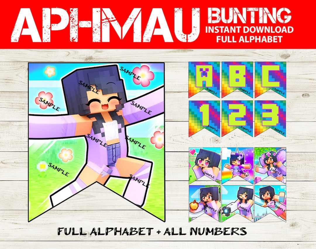 Aphmau Minecraft Alphabet Bunting Aphmau Party Decor Printable Pixel ...