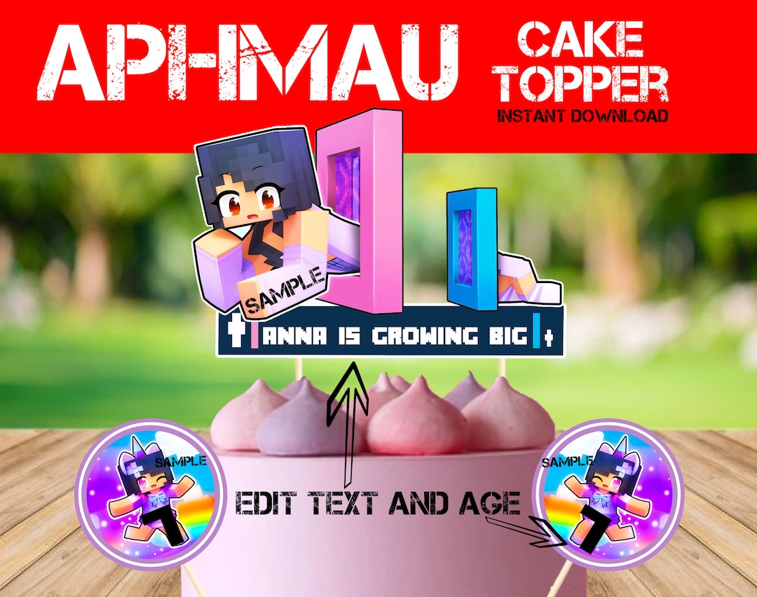 Editable Aphmau Cake and Editable Cupcake Topper Mine Craft Party Decor ...