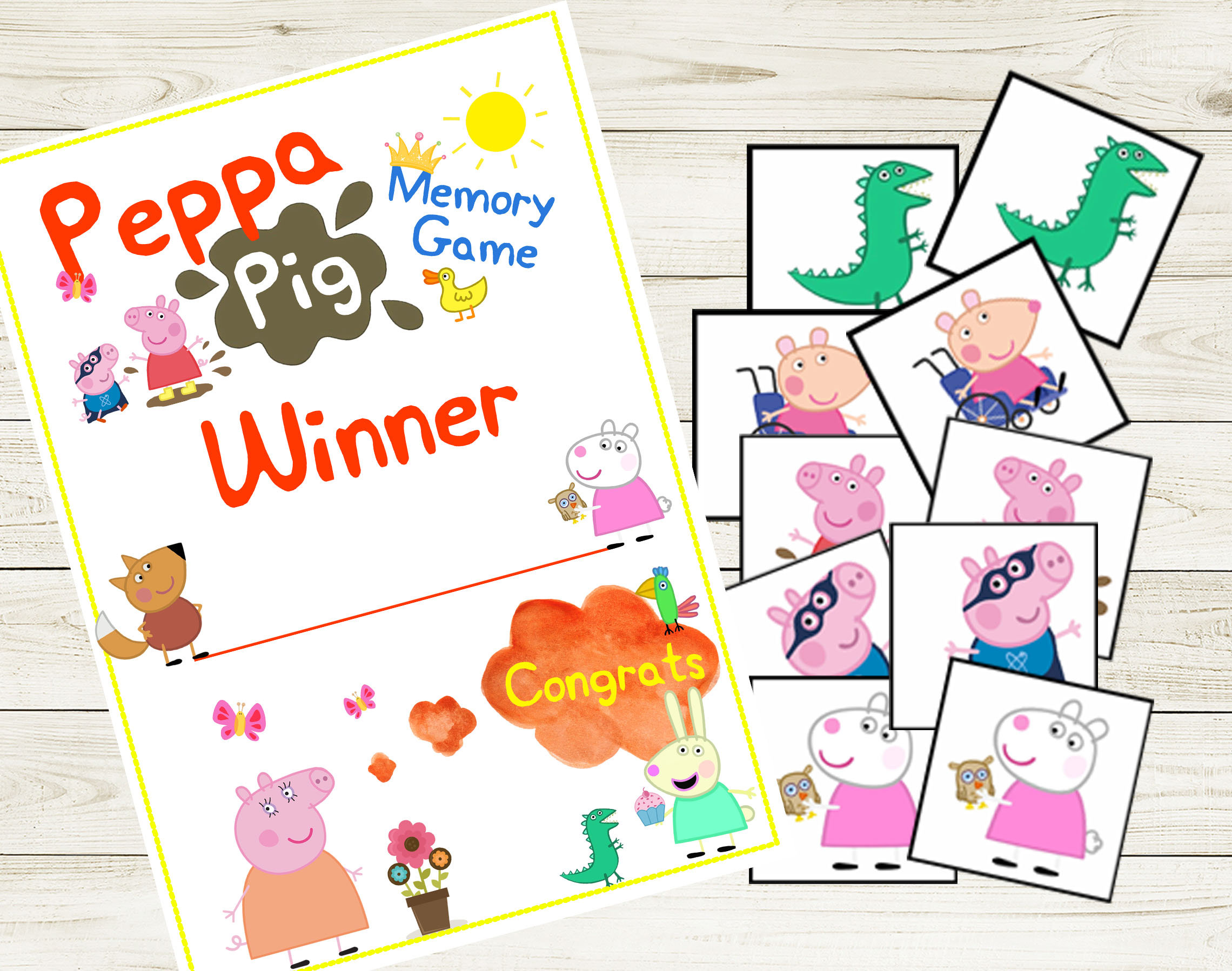 Peppa Pig Memory Game Printable Peppa Pig Game Peppa Pig Birthday Favor ...