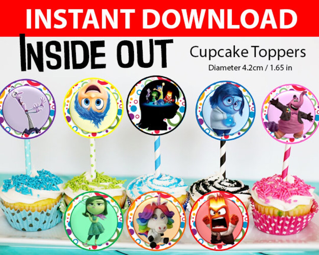 Inside Out Cupcake Toppers Inside Out Party Cupcake Toppers Inside Out ...