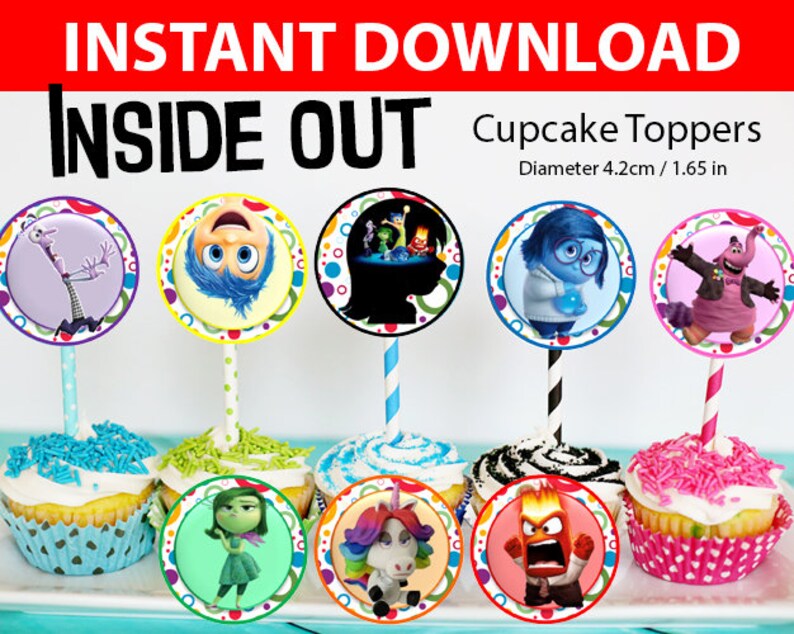 Inside Out Cupcake Toppers Inside Out Party Cupcake Toppers Inside Out ...