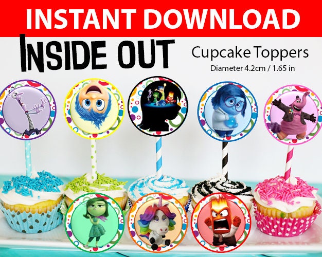 Inside Out Cupcake Toppers Inside Out Party Cupcake Toppers Inside Out ...