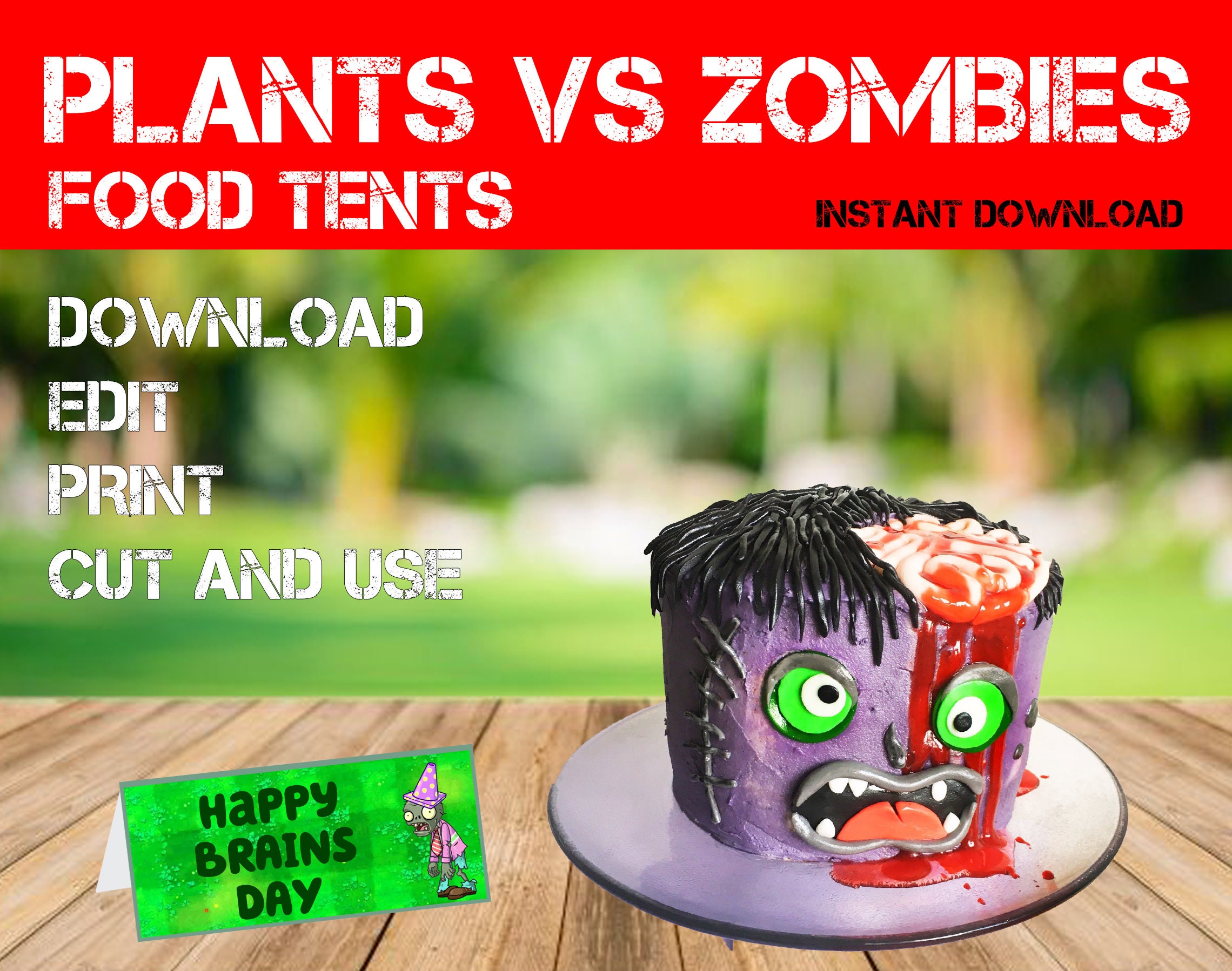 Editable Plants Vs Zombies Food Tents Food Labels Zombies - Etsy UK