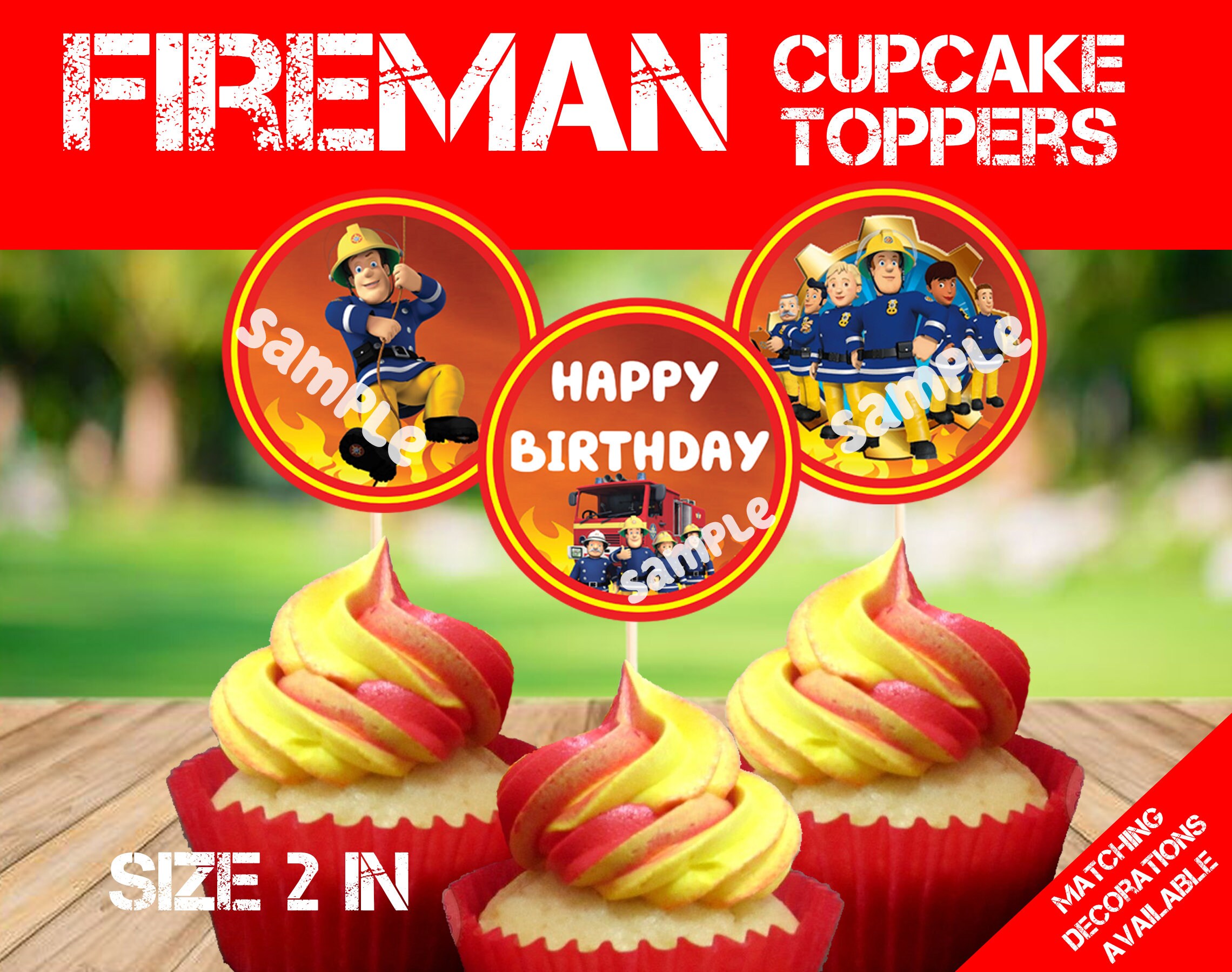 Fireman Sam Cupcake Toppers Fireman Cupcakes Sam Fireman Tood Toppers ...