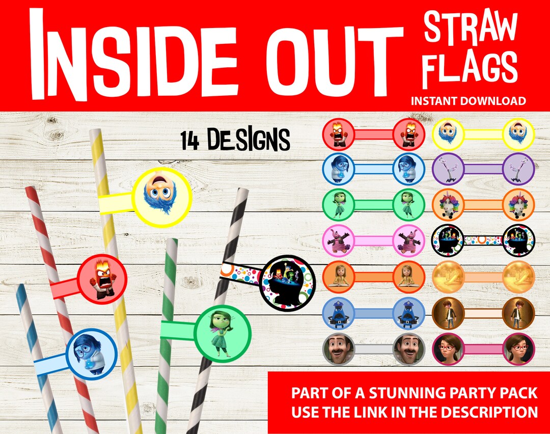 Inside Out Straw Flags Inside Out Party Straw Flags Inside Out Birthday ...