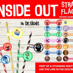 Inside Out Straw Flags Inside Out Party Straw Flags Inside Out Birthday ...