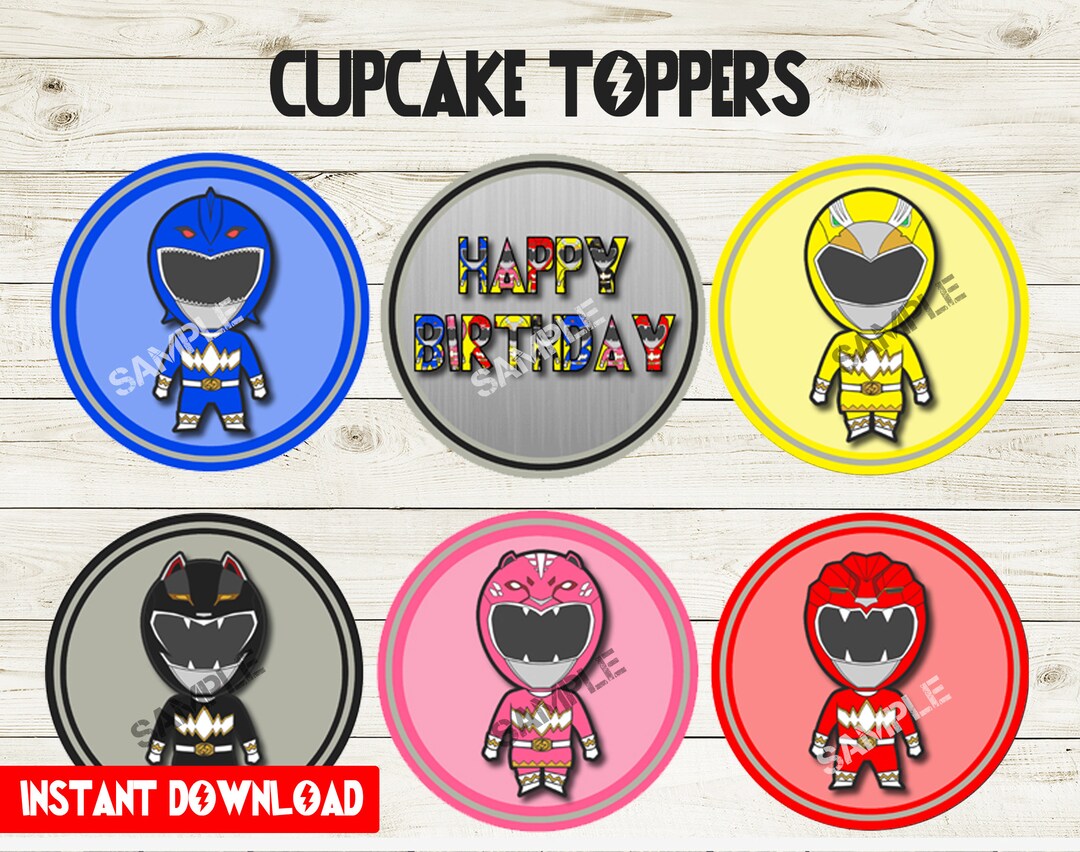 Printable Power Danger Cupcake Toppers Rangers Party Cupcake Toppers ...