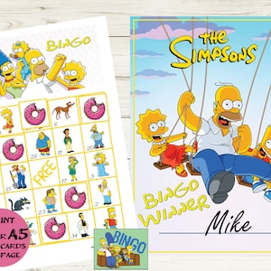 20 Card Simpsons Bingo & Memory Game the Simpsons Bingo 5x5 Printable ...