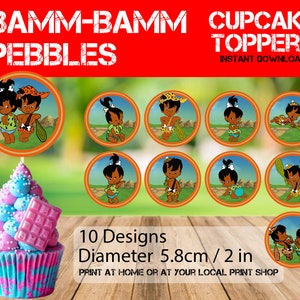 African American Bamm-bamm & Pebbles Cupcake Topper Printable Pebbles ...