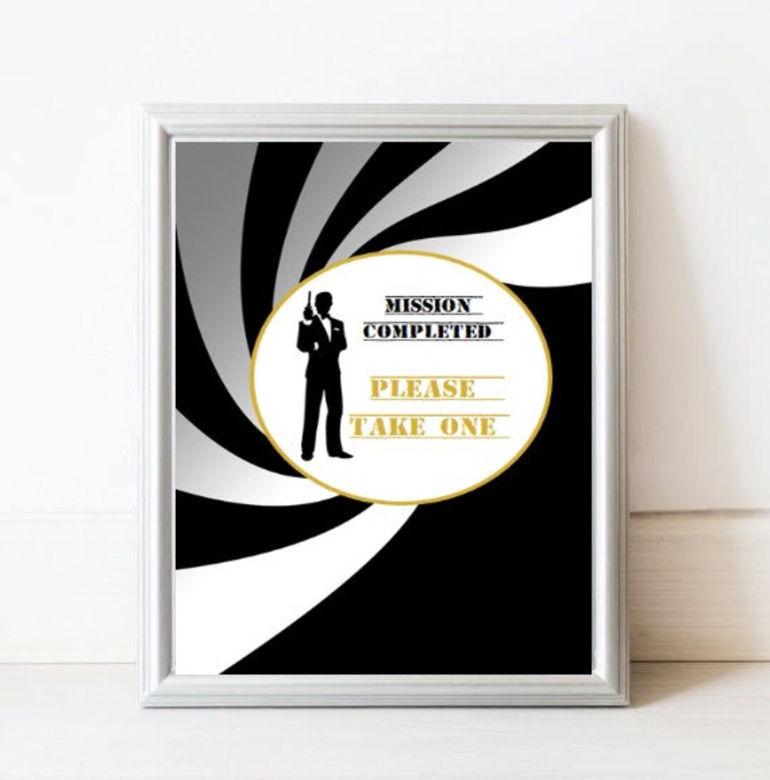 Gold James Bond Spy Party Favor Sign Spy Party Poster Printable James ...