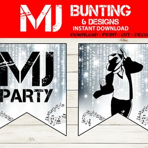 M Bunting MJ Flag Banner Michael Party Decorations MJ Party Supplies ...