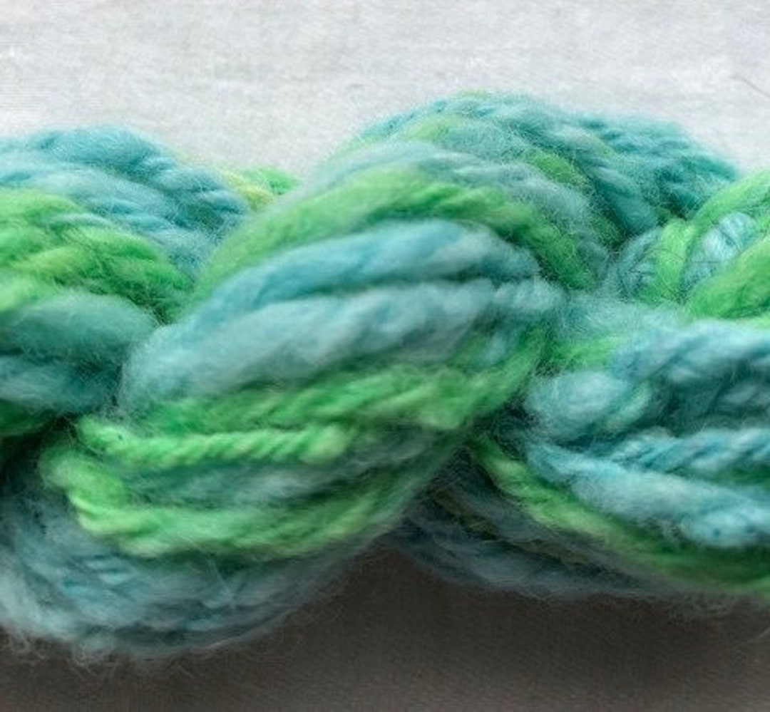 Hand Spun Blue Green Wool - Etsy