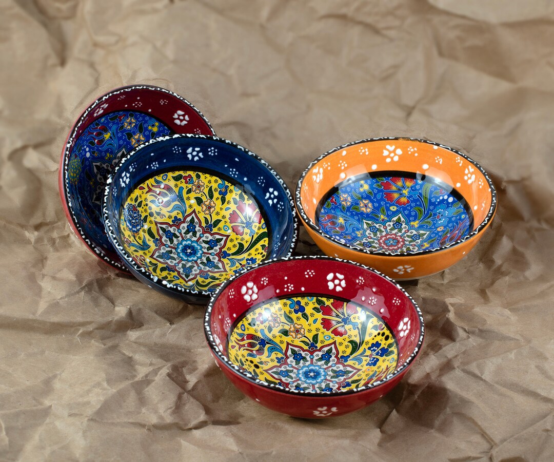 Hand-painted Ceramic Medium Bowl Set,fruit,snacks, Salsa,soup Serving ...