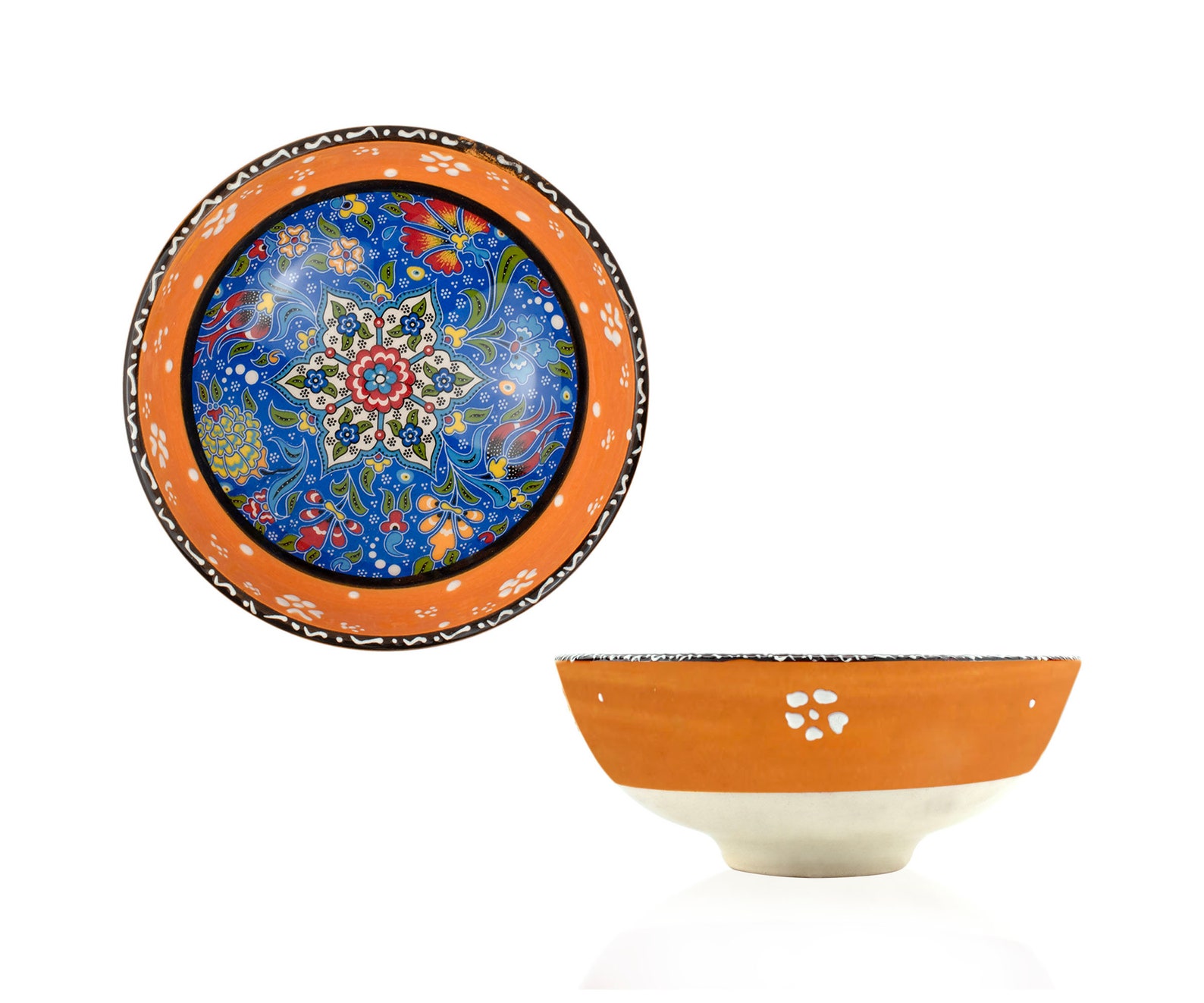 Set of 4-6 Medium 5 in Hand Painted Turkish Ceramic Bowls Colorful ...