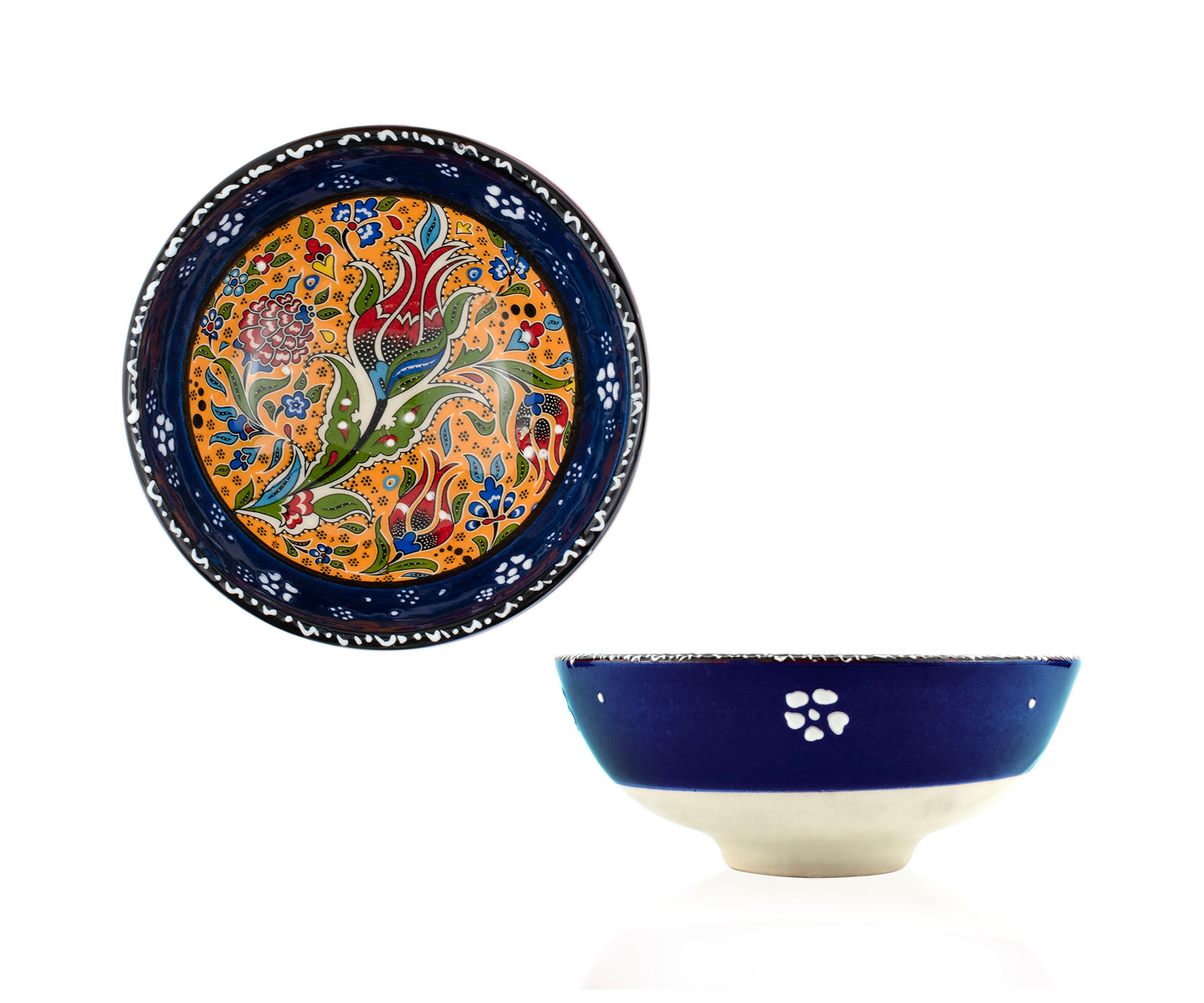 Set of 4-6 Medium 5 in Hand Painted Turkish Ceramic Bowls Colorful ...