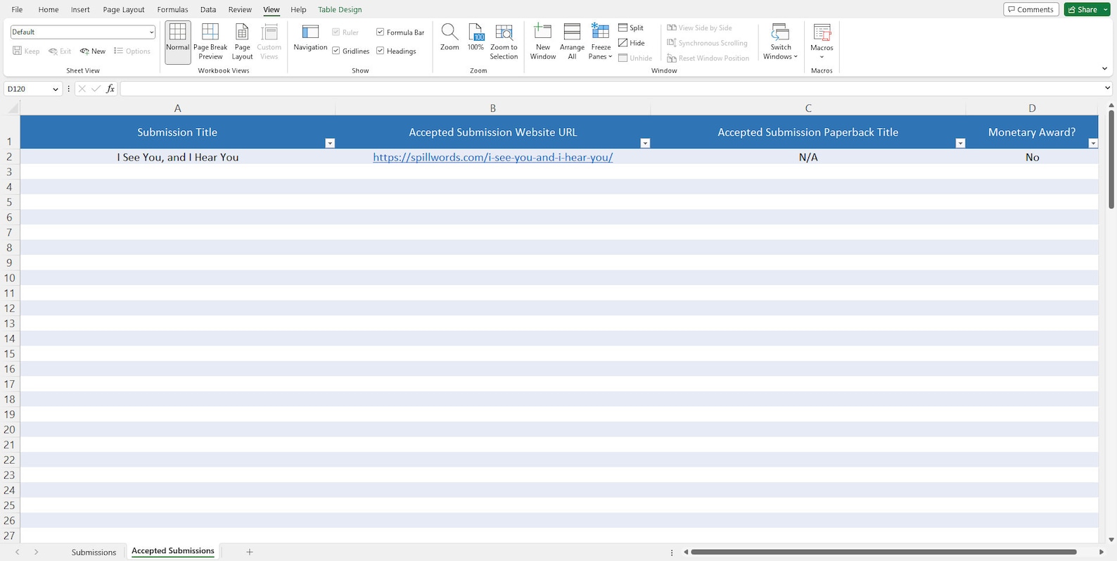 Excel Writing Submission Tracker | Magazine Publication Tracking ...
