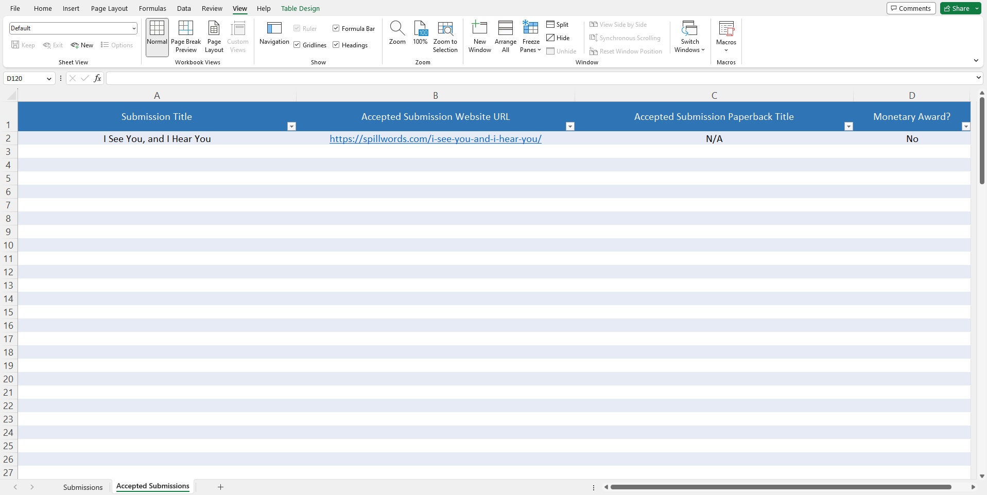 Excel Writing Submission Tracker | Magazine Publication Tracking ...