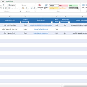Excel Writing Submission Tracker | Magazine Publication Tracking ...