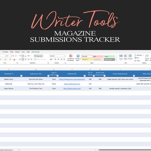Excel Writing Submission Tracker | Magazine Publication Tracking ...