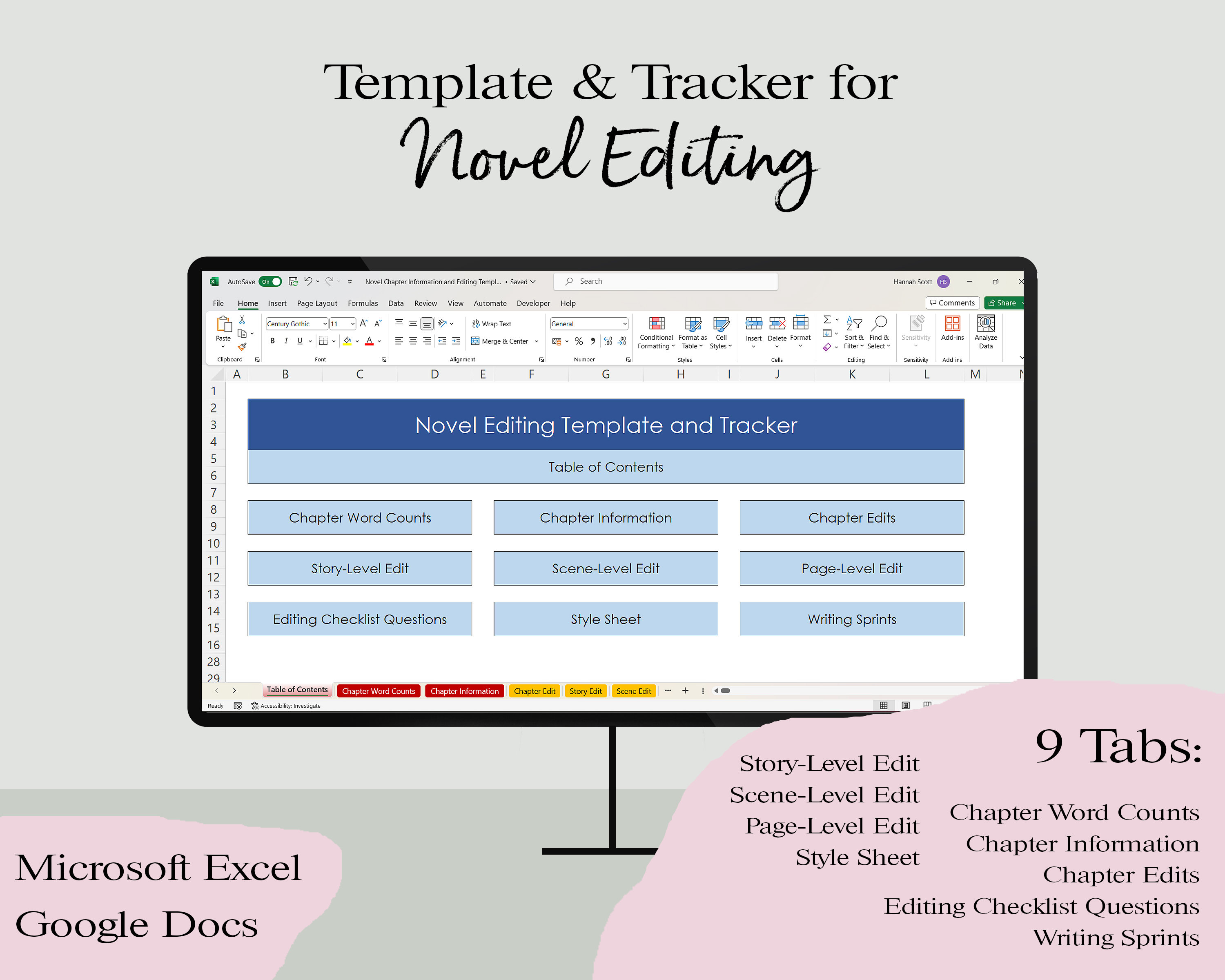 Fantasy Author Excel Template: Novel Editing and Tracker - Etsy