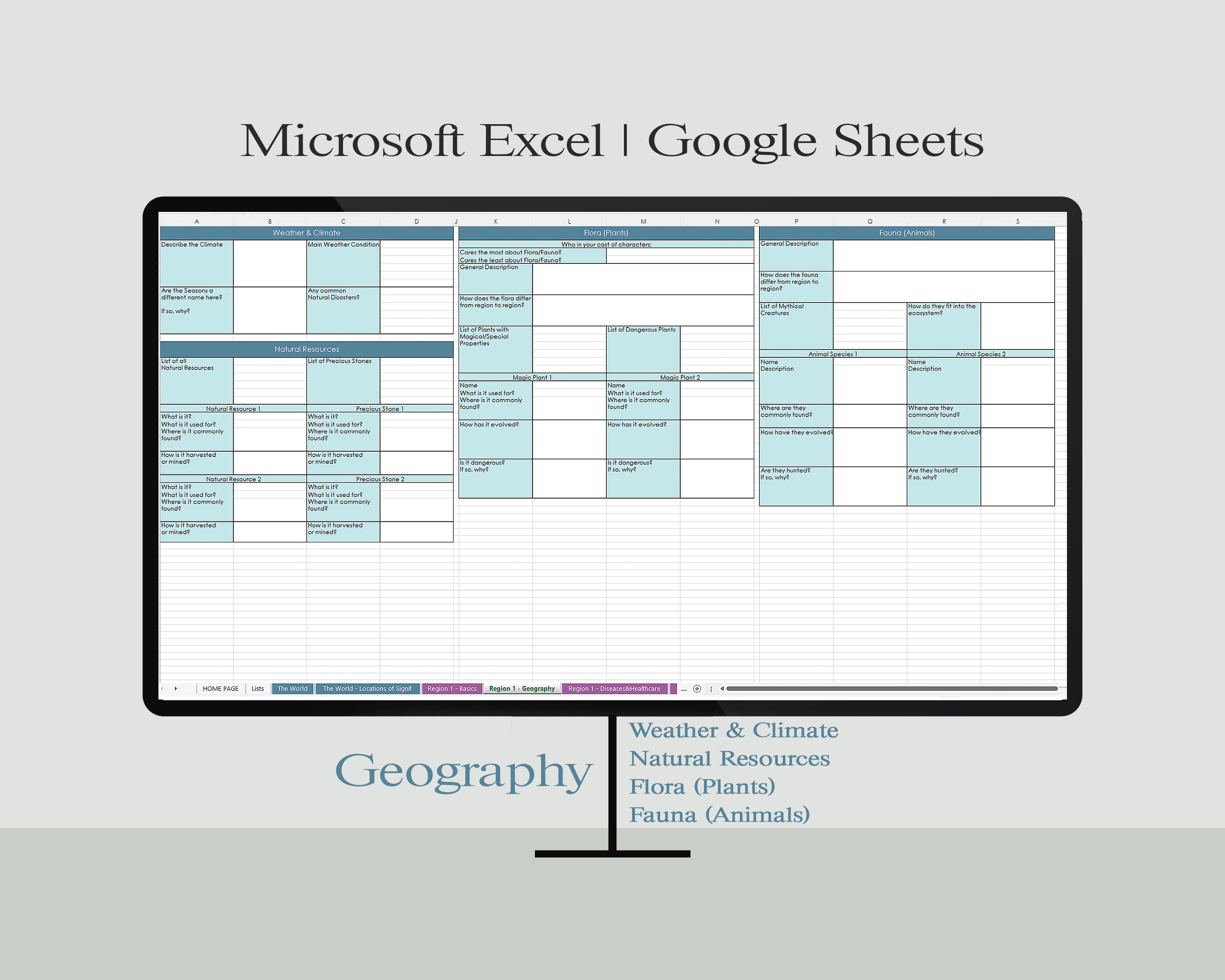 Fantasy Author Excel Template: Worldbuilding - Etsy