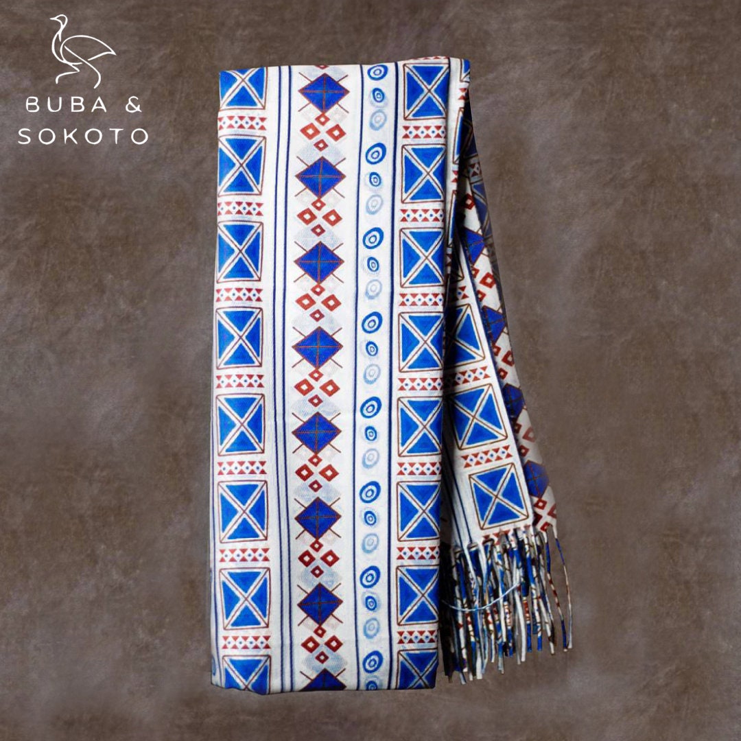Buba & Sokoto Manjaro White Scarf Faux Cashmere Scarf Mudcloth Scarf ...