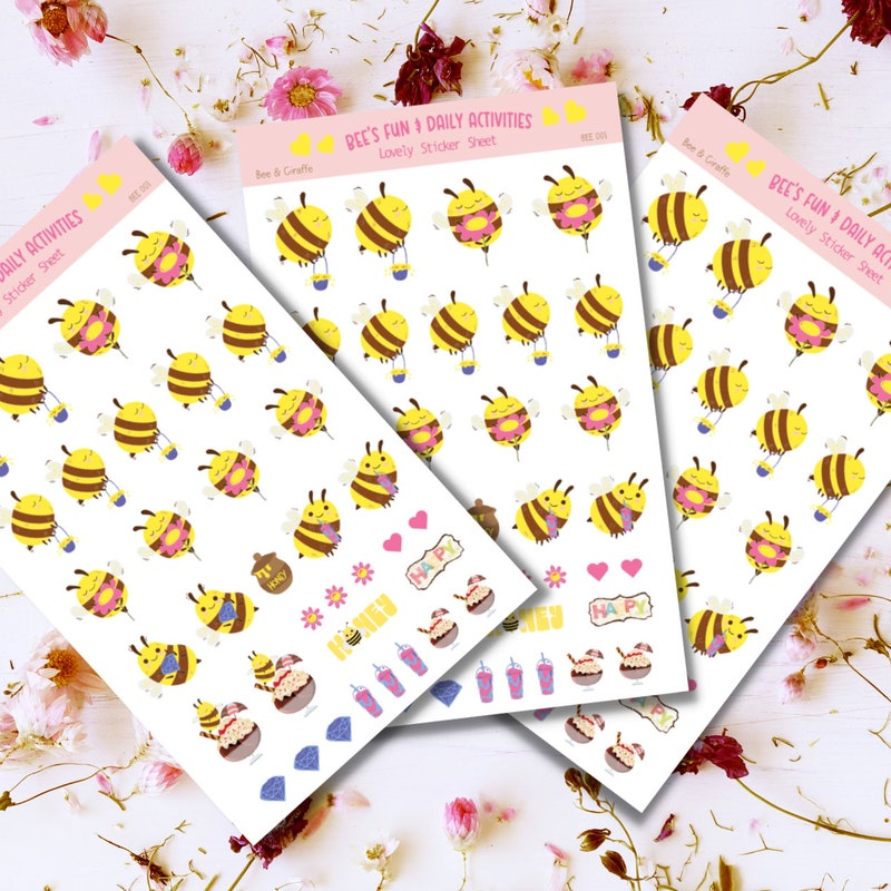 Bee Sticker Sheet - Etsy Australia